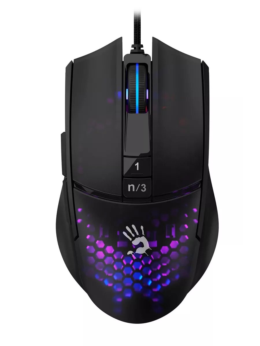 Мышь a4tech Bloody L65 Max черный/фиолетовый (12000dpi) USB (6but)