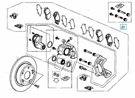 Комплект болтов заднего суппорта; Артикул Honda/Acura: 01473T7AP00 (Оригинал)