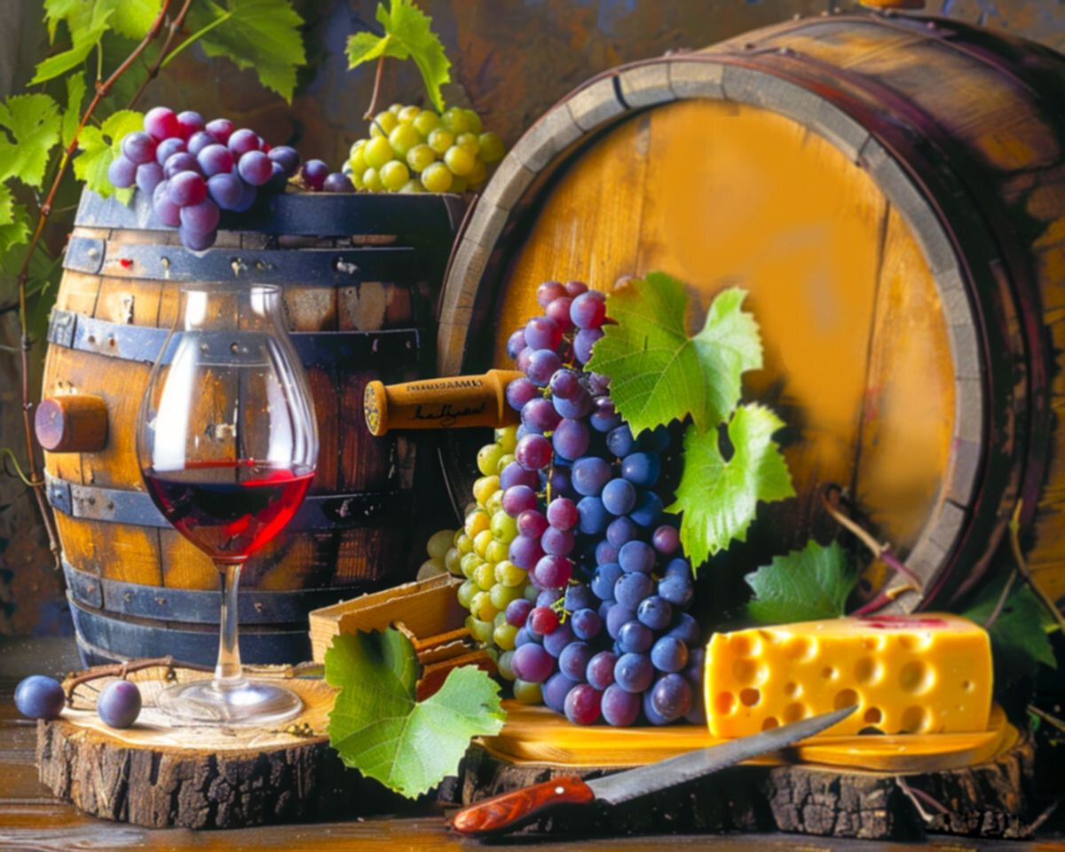 Картина по номерам бочка с вином 40х50