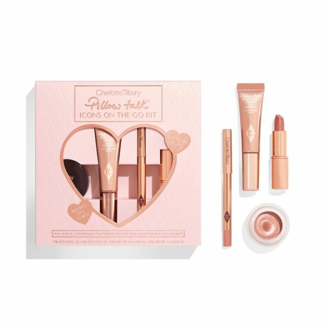 Подарочный набор косметики для макияжа лица и губ Charlotte Tilbury Pillow talk ICONS ON THE GO KIT