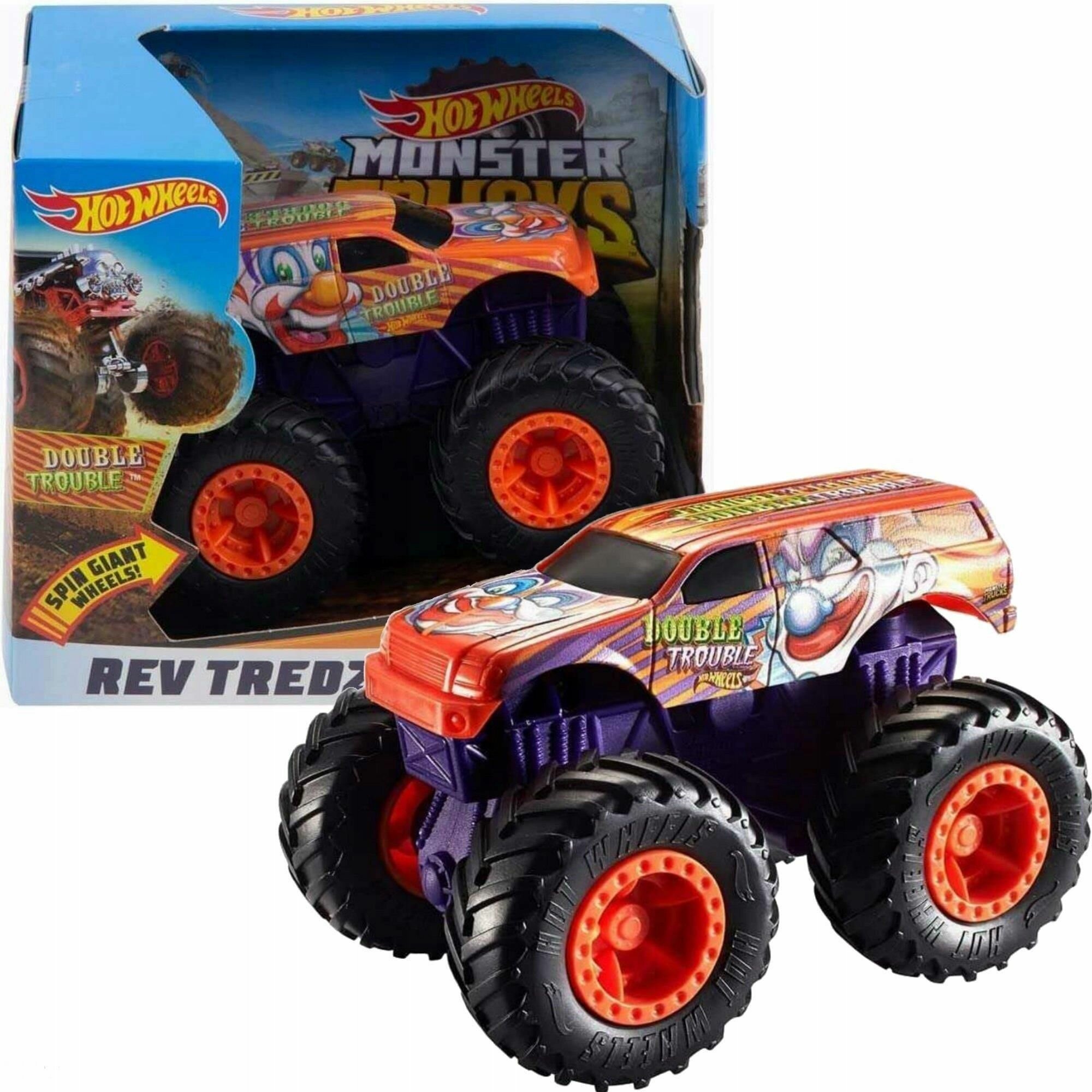 Игрушечный автомобиль Hot Wheels Monster Truck Rev Tredz - Double Troublee Хот Вилс Монстр-трак FYJ77
