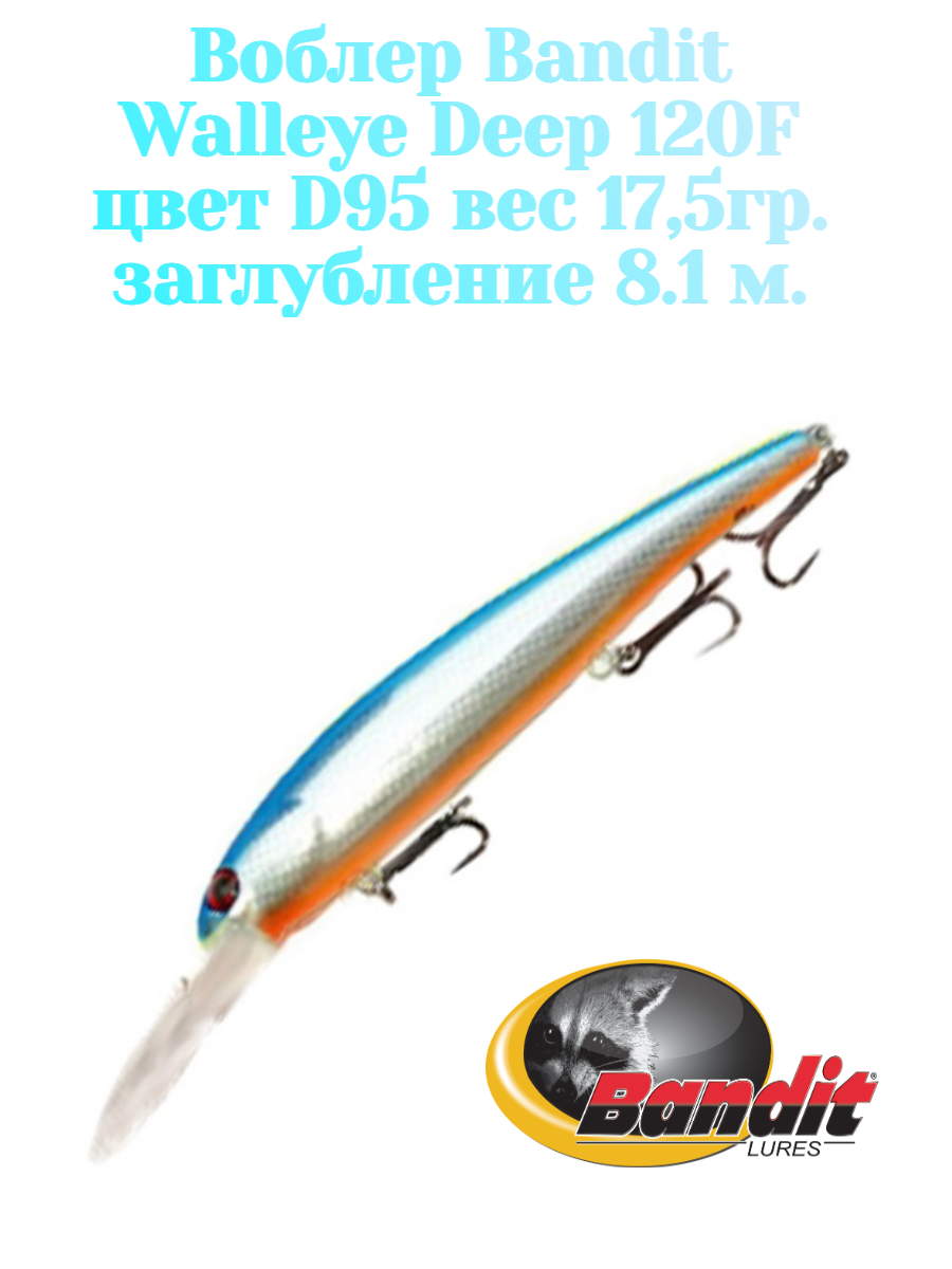 Воблер Bandit Walleye Deep 120F original цвет D95 вес 17,5гр. заглубление 8.1 м.