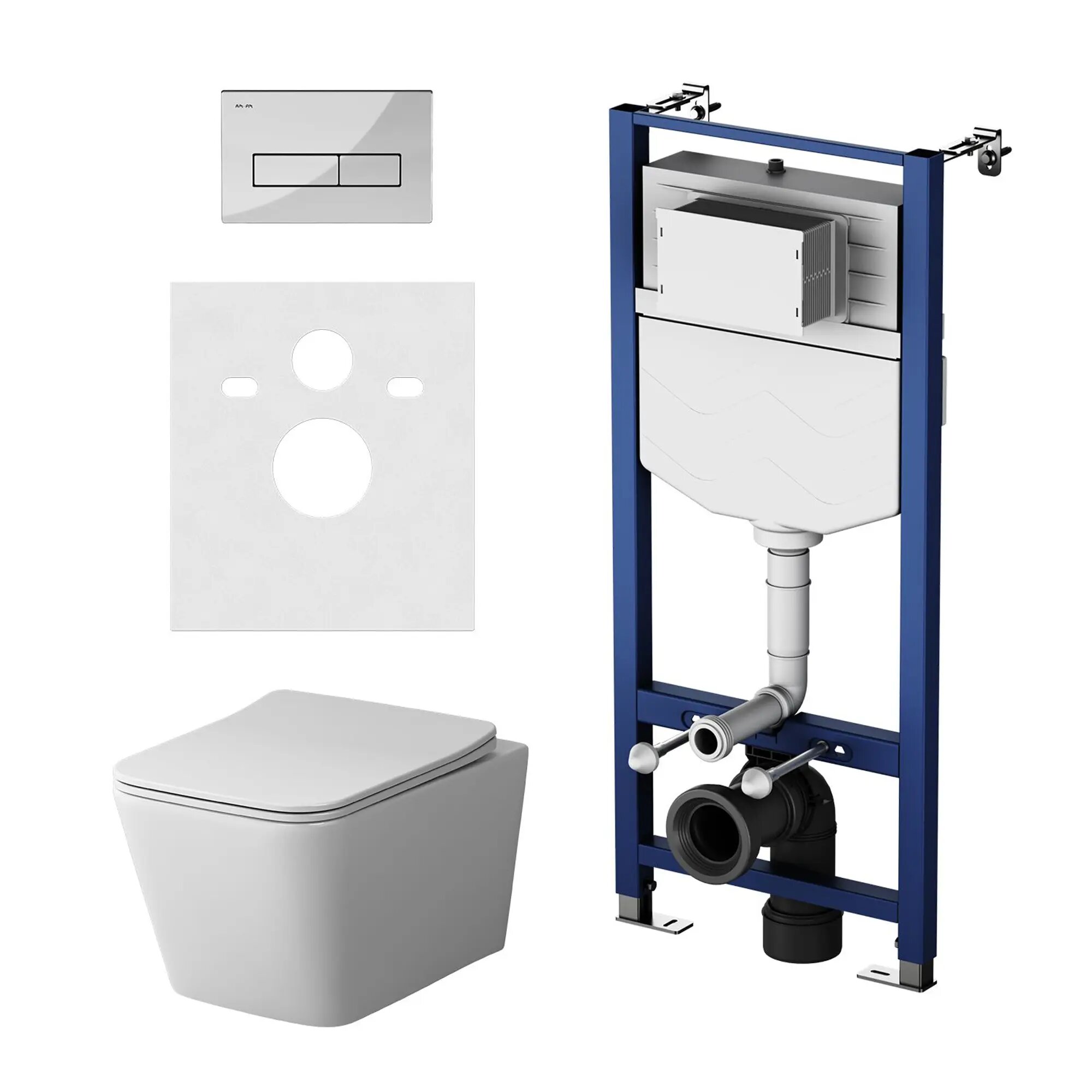 Комплект инсталляция с унитазом AM.PM Spike IS12LM0351.9S1900 Tornado, безободковый с микролифтом, клавиша цвет хром