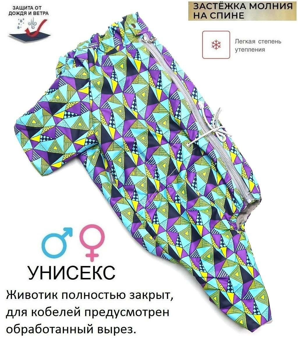 Комбинезон-дождевик демисезонный на флисе для собак (25см )