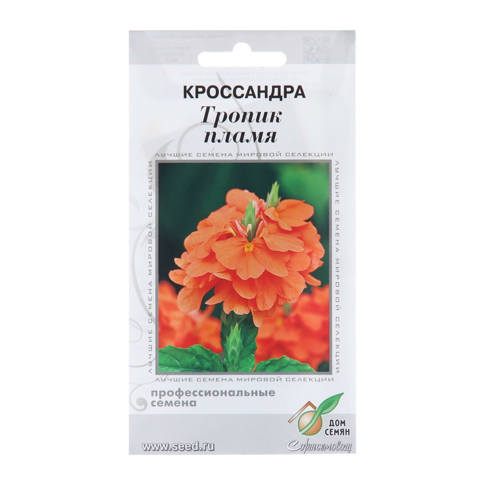 Семена цветов Дом семян Кроссандра Тропик пламя, однолетние, 3 шт