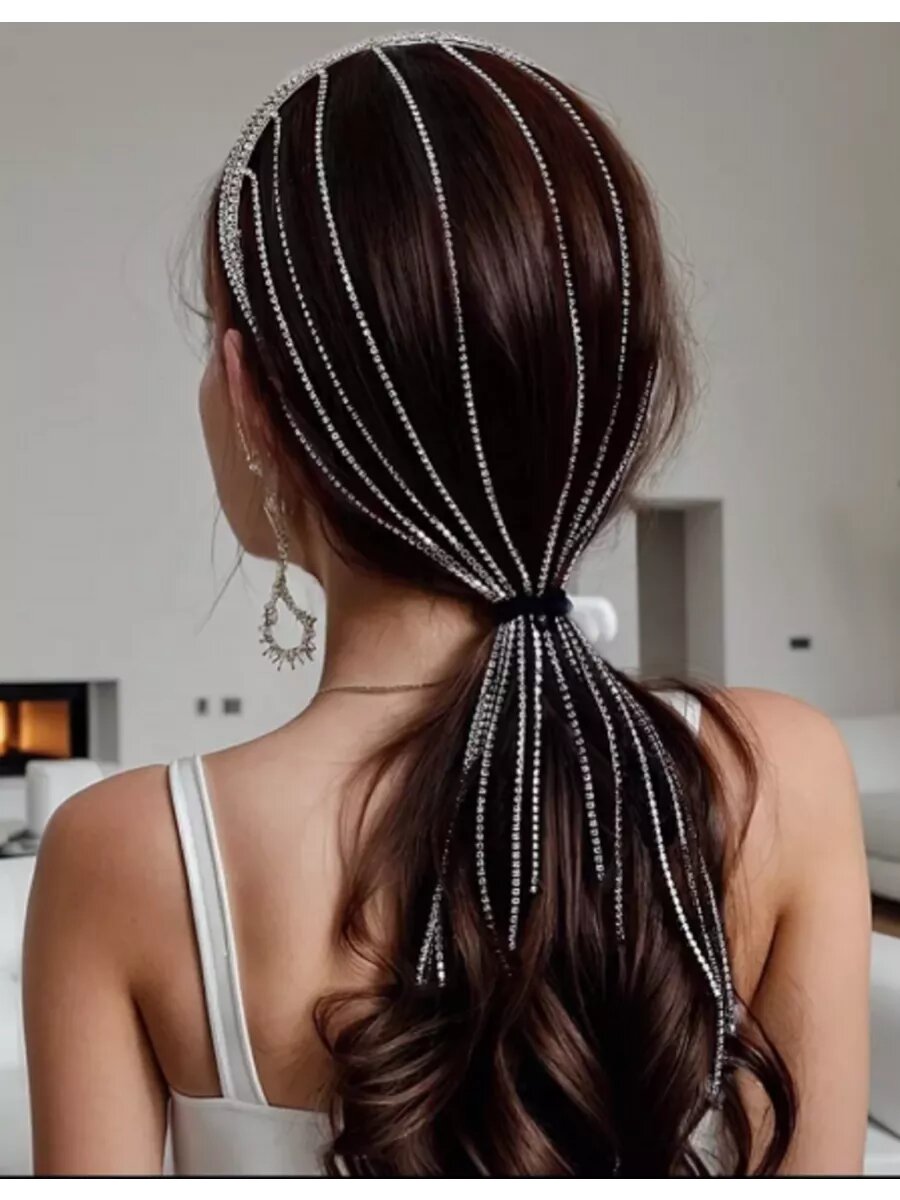 Ободок с нитями из страз