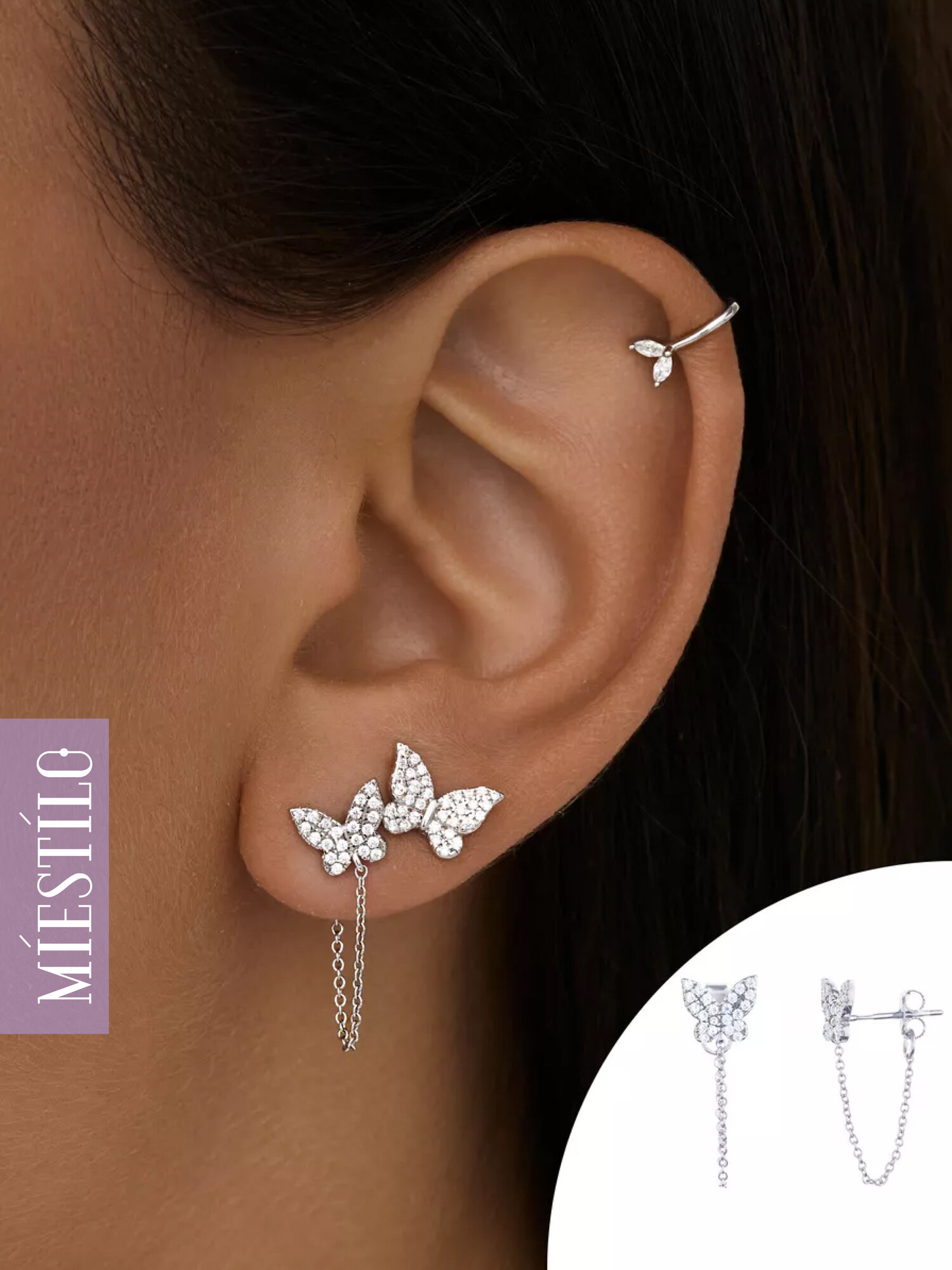 Серьги пусеты, серебро, 925 проба, родирование, фианит