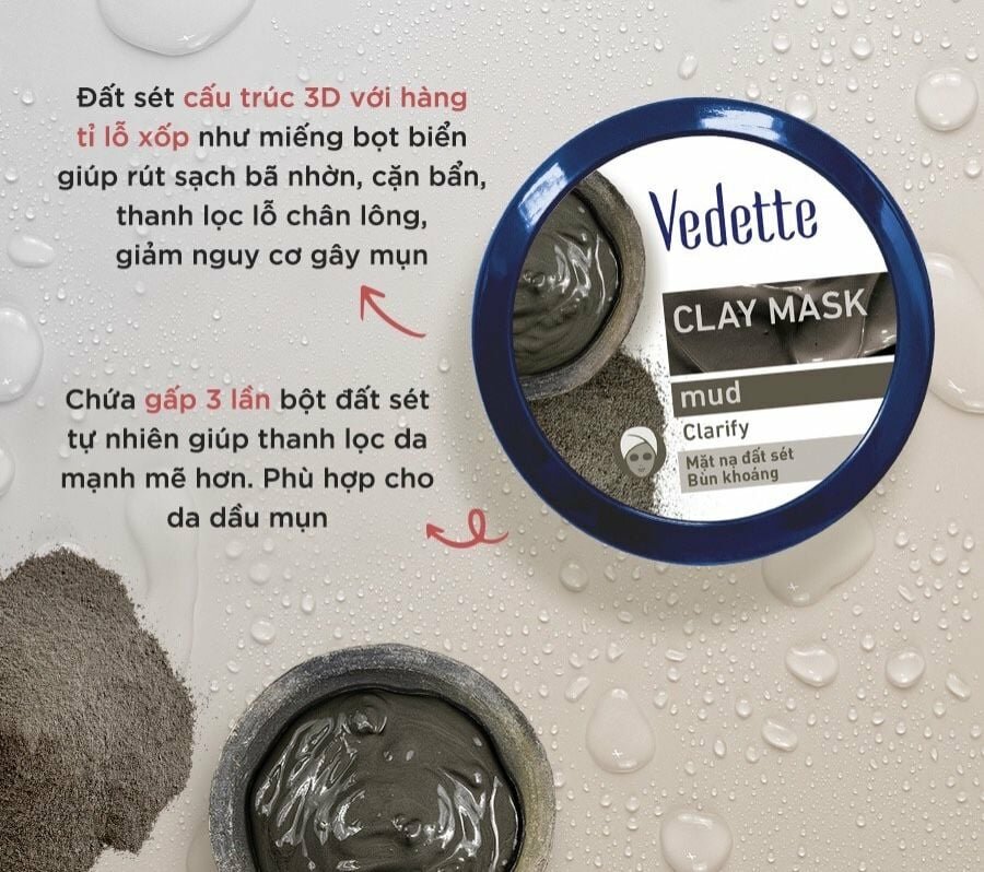 Очищающая глиняная маска Vedette для лица Clay Mask Cocoa, 145 гр