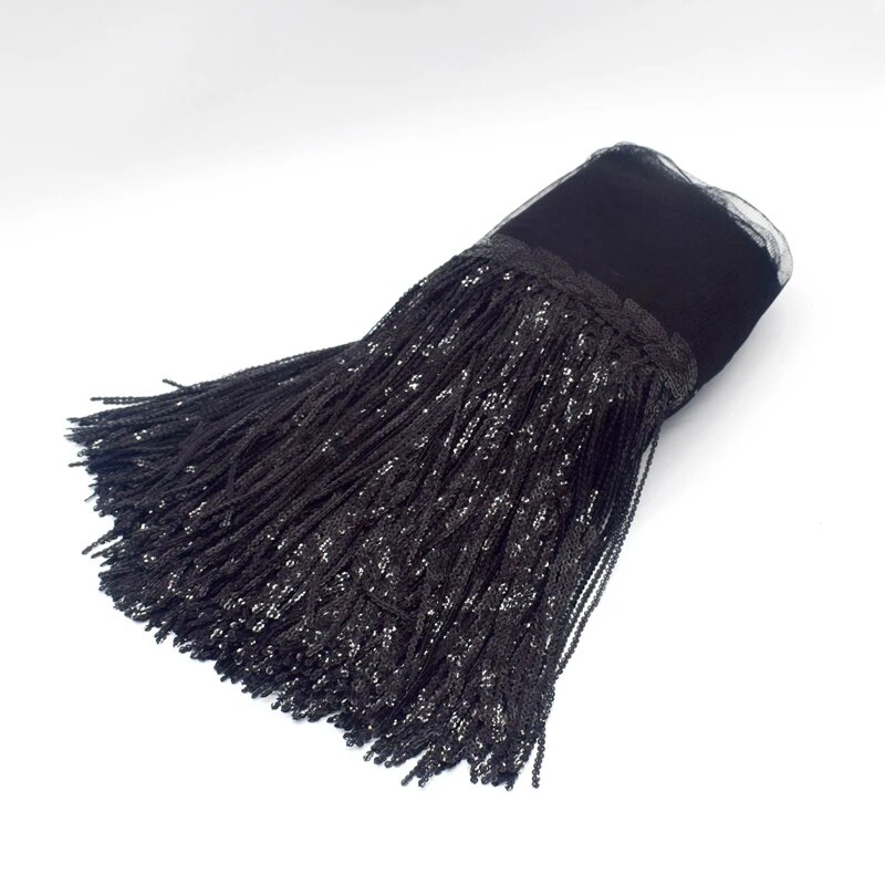 Кружевная бахрома Organza AOY 20см 1/2 ярда Черный, черный, 20cm-2yards