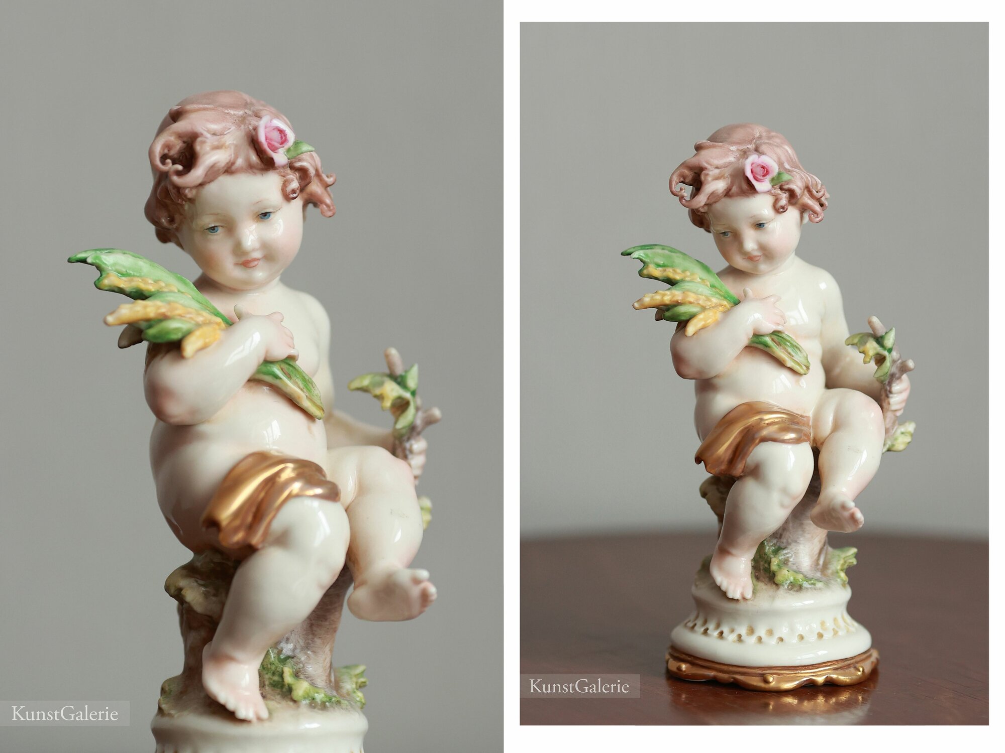 Фарфоровая статуэтка Джузеппе Каппе, "Малыш с колосьями" Каподимонте - Giuseppe Cappe Capodimonte - Made in Italy