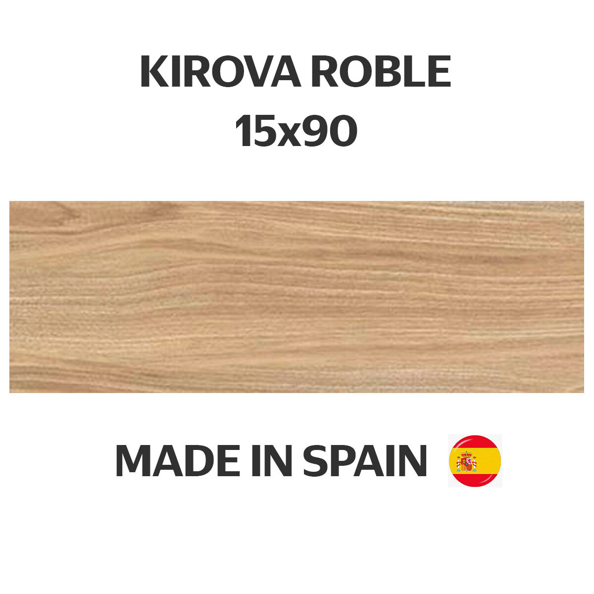 Испанская плитка Kirova MT Roble, под дерево, керамогранит, 15 см х 90 см, цена за упаковку (9 штук, 1,215м)