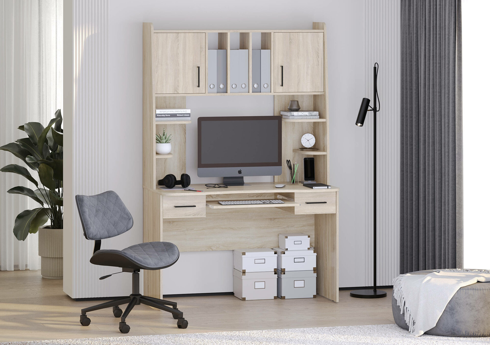 Стол компьютерный рабочий Гранд Кволити Бета 6-0604, дуб сонома, 120х60,5х183,5 см.