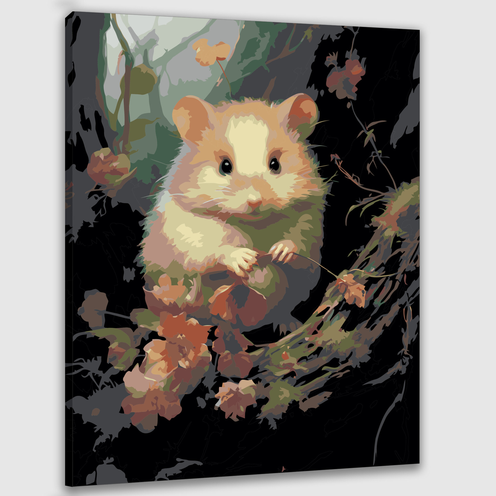 Картина по номерам 40x50 см, картина маслом, хомячок, лес, цвета, текстуры, искусство мужества, бесстрашие