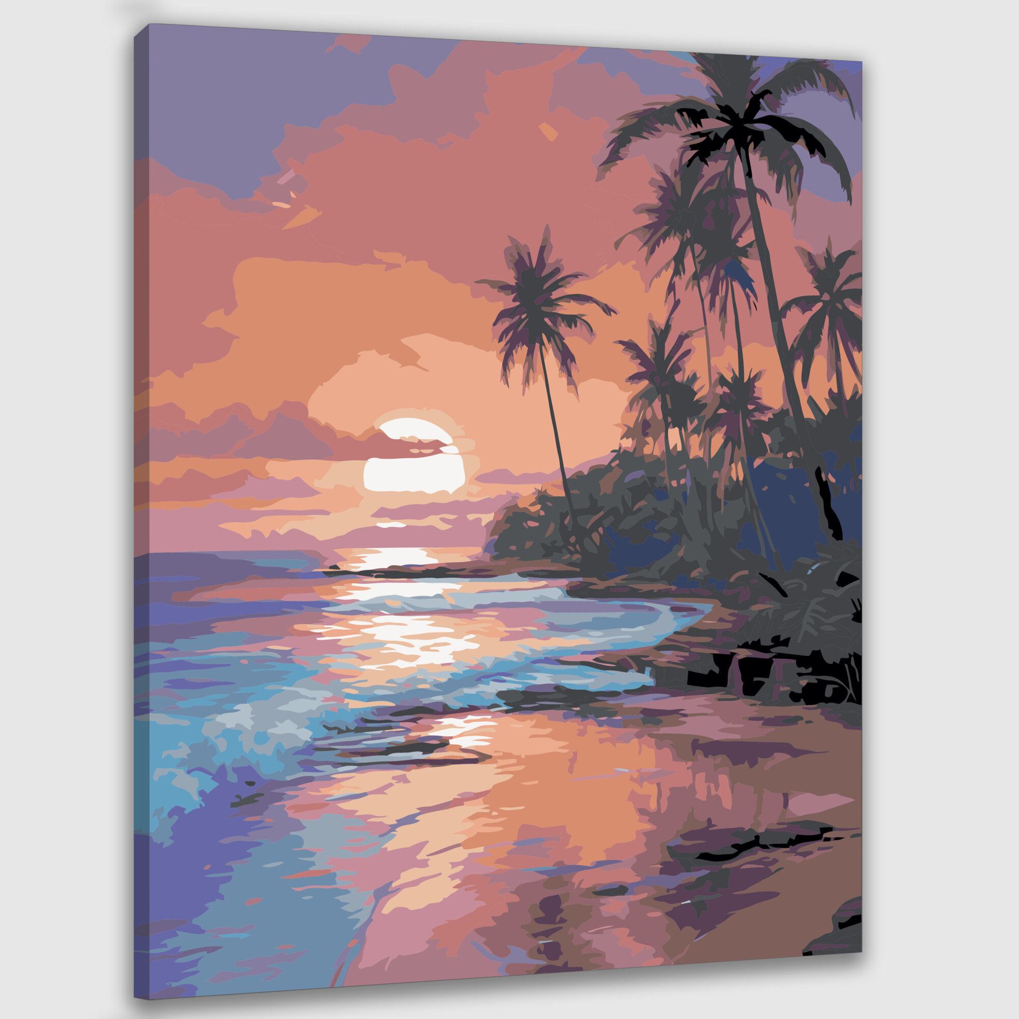 Картина по номерам 40x50 см, картина маслом, прибрежный пейзаж, лето, мерцающие бирюзовые воды