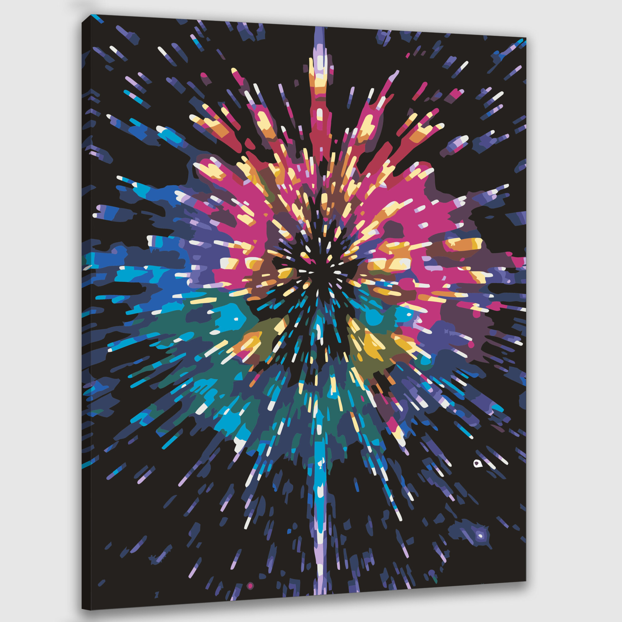 Картина по номерам 40x50 см, фейерверки, ночное небо, цветовой калейдоскоп, свет и движение