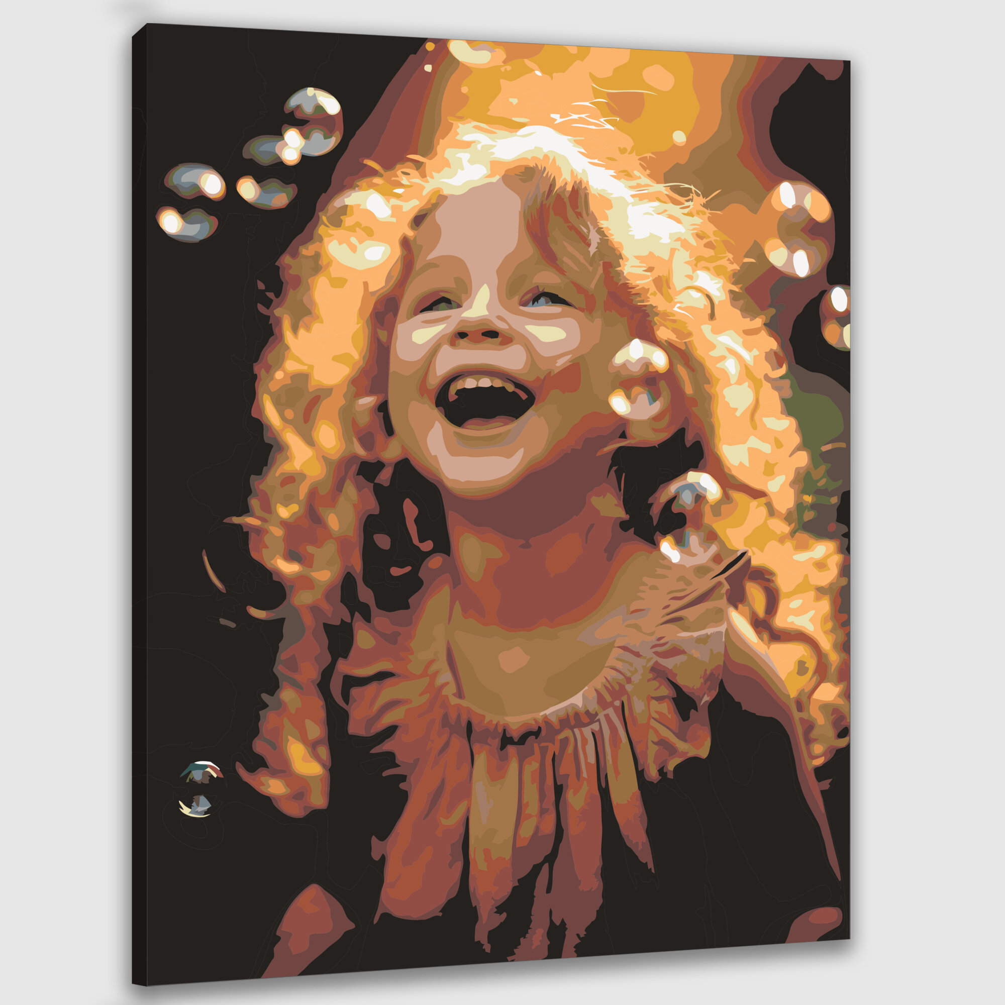 Картина по номерам 40x50 см, девочка, улыбка, смех, мыльные пузыри, солнце, парк, воздух, волшебство