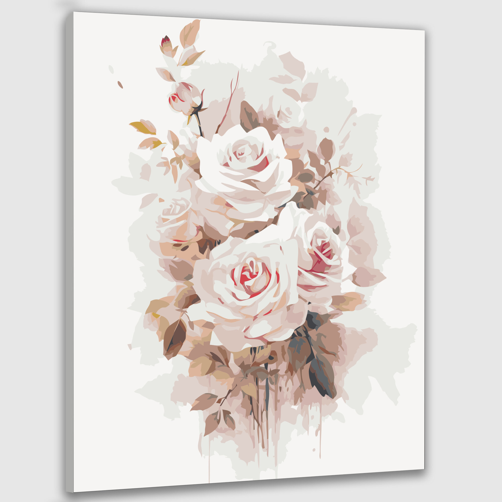 Картина по номерам 40x50 см, розы, лепестки, оттенки, розовый, белый, нежность, романтика, детали, цветки, бархатистые