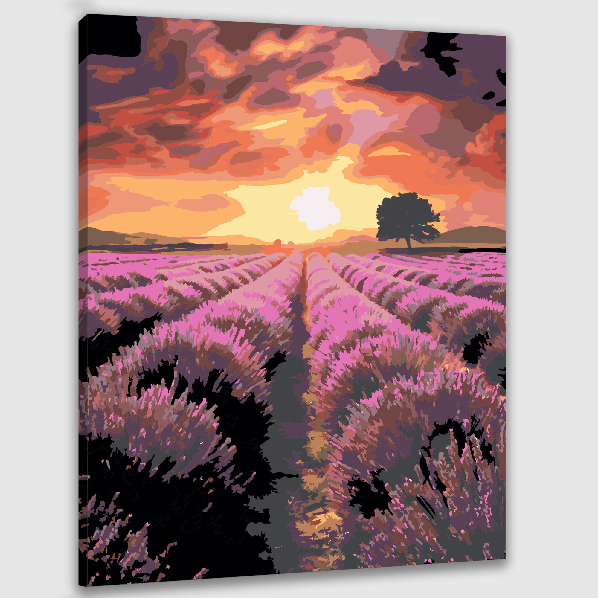 Картина по номерам 40x50 см, фотография, поле лаванды, цвет, глаза, аромат, фиолетовые цветы, зеленая листва