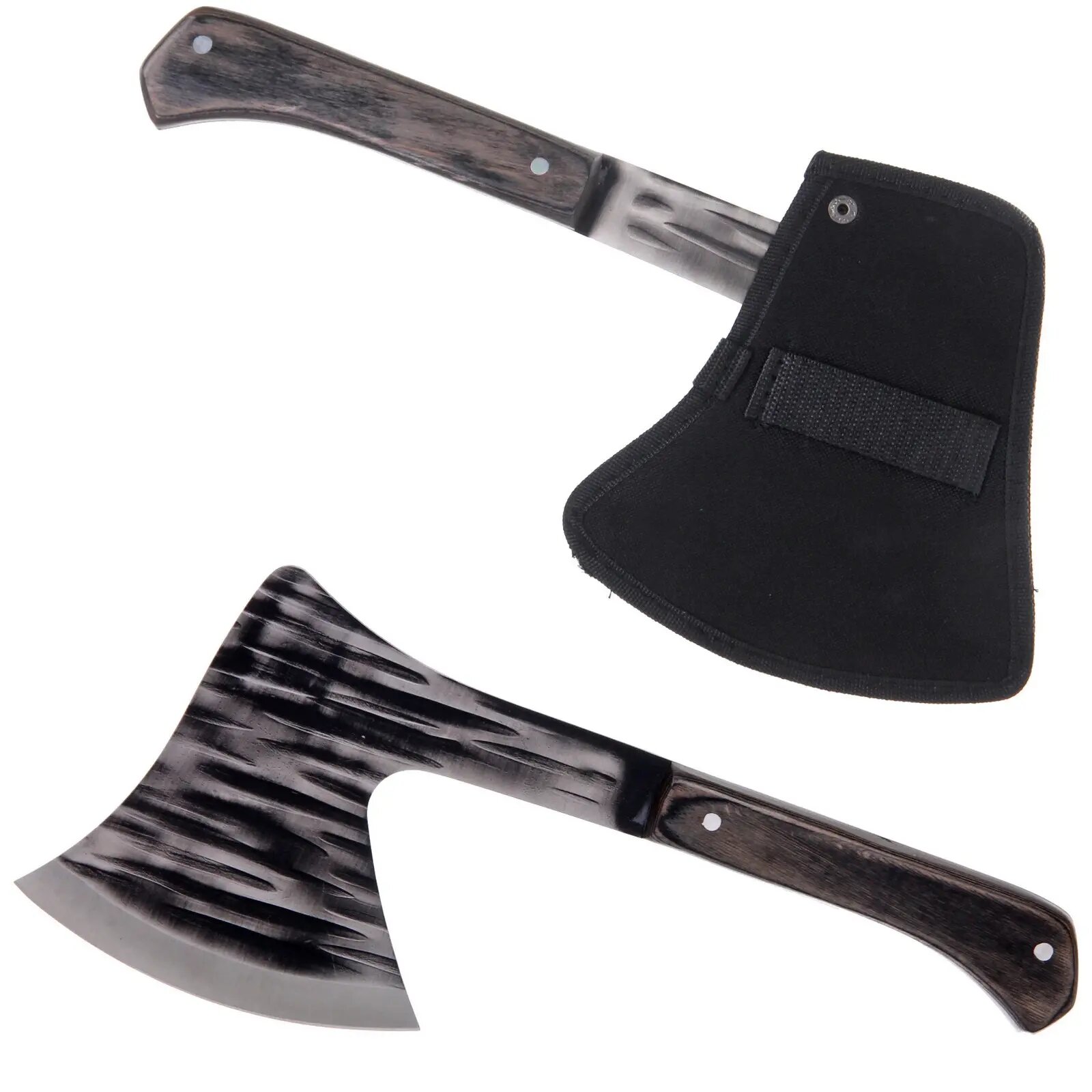 Топор туристический 35 см с чехлом, цельная рукоять, резиновые накладки, сталь, 350х148х23 мм