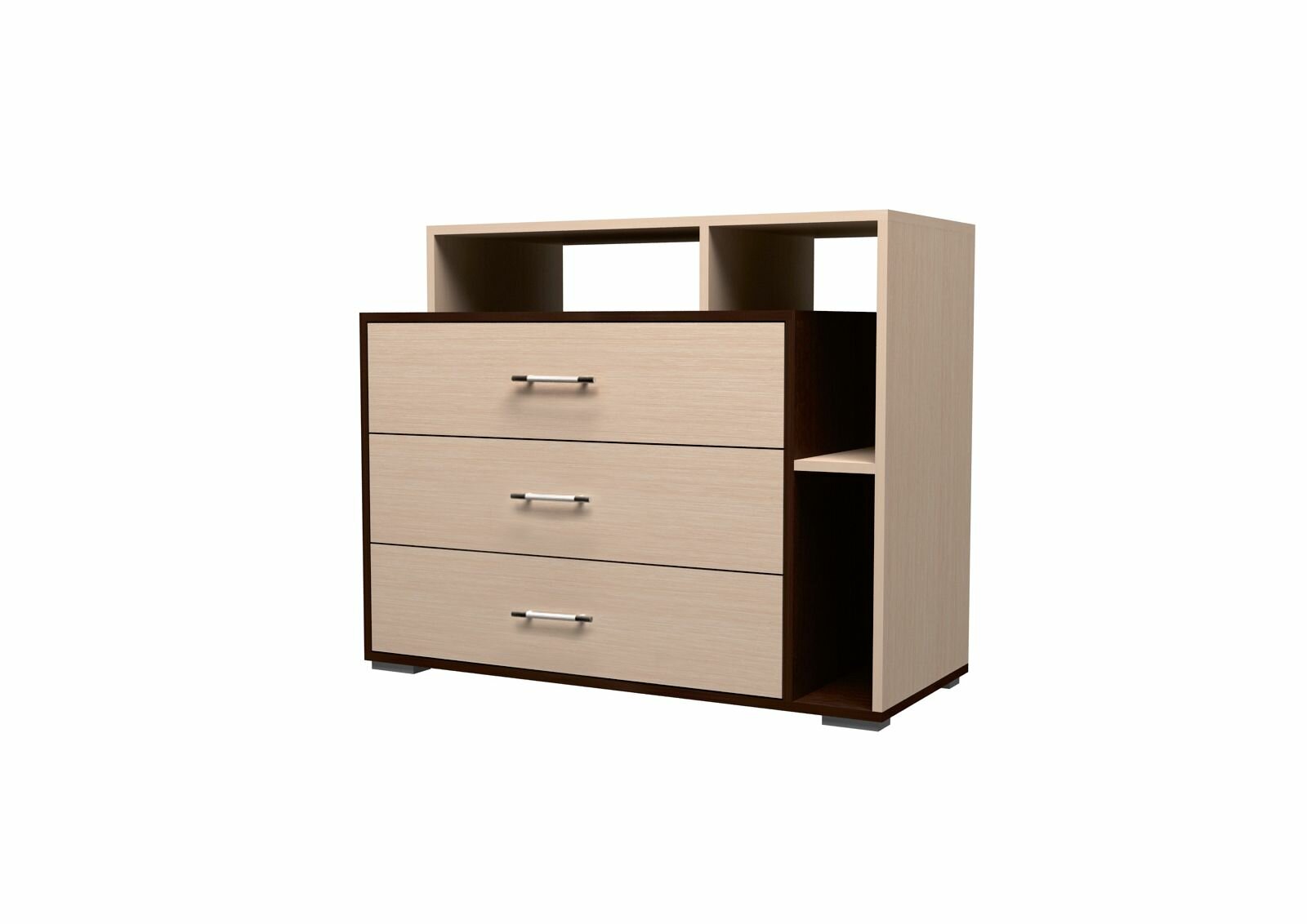 Комод универсал Юнона, цвет Венге/Дуб молочный ширина 100 см ЛДСП с полками и ящиками для спальни, гостиной и прихожей