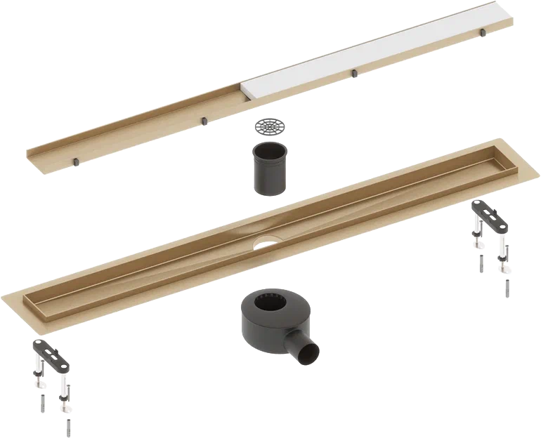 Душевой трап (лоток) Timo Drain Systems DS230210/17 1000 двусторонняя панель plate под плитку, золото матовое