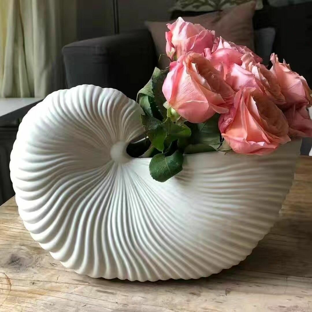 Ваза ракушка белая интерьерная керамическая BOUGIE Декор для интерьера Кашпо керамическое ракушка