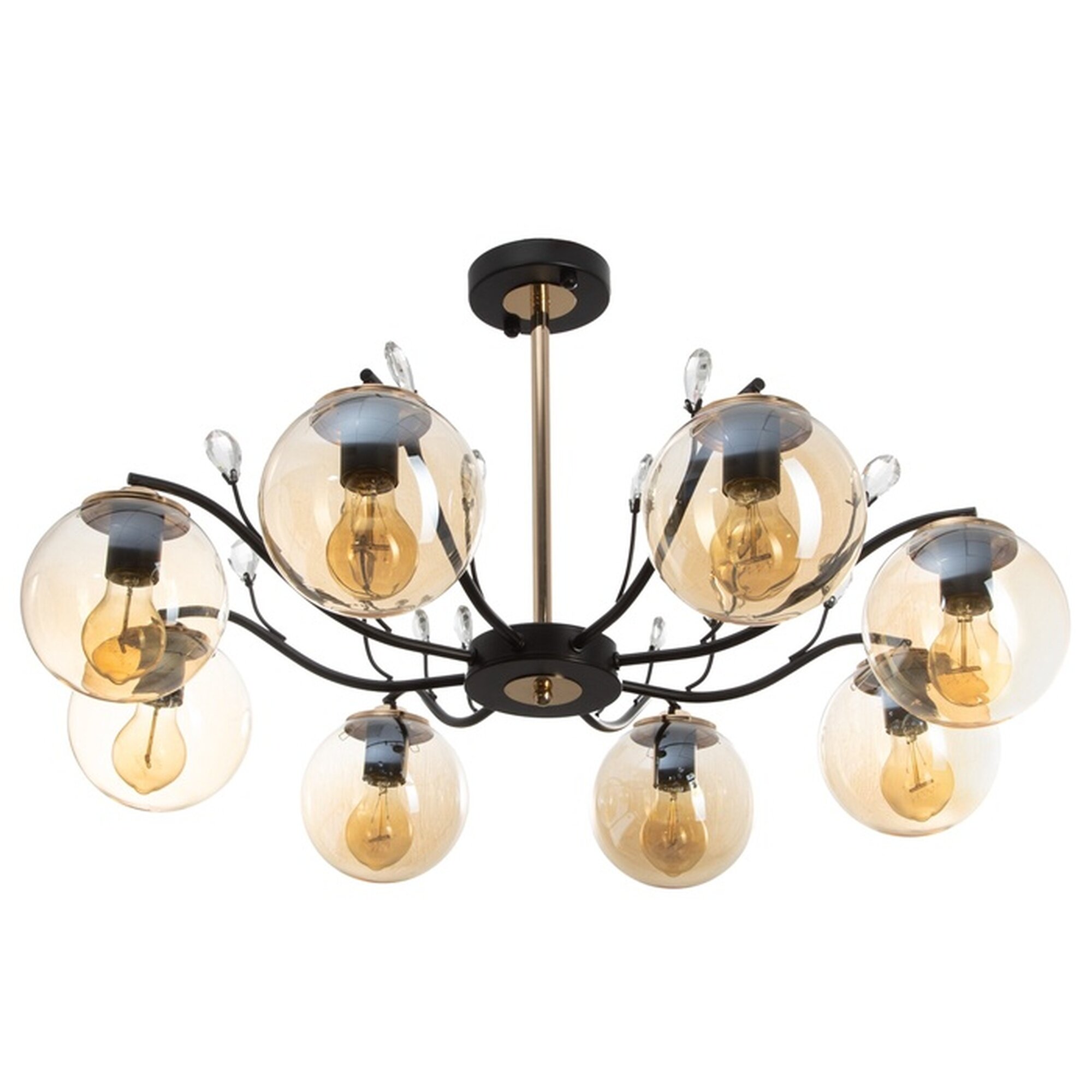 Люстра потолочная BayerLux «Ариса», 8хЕ27, 40 Вт, черно-золотой, 80×80×40 см