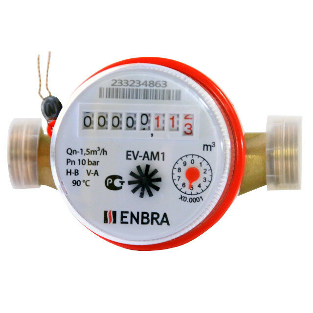 ENBRA EV-AM1 универсальный счетчик воды DN15 110 мм без сгонов для бытового водоснабжения