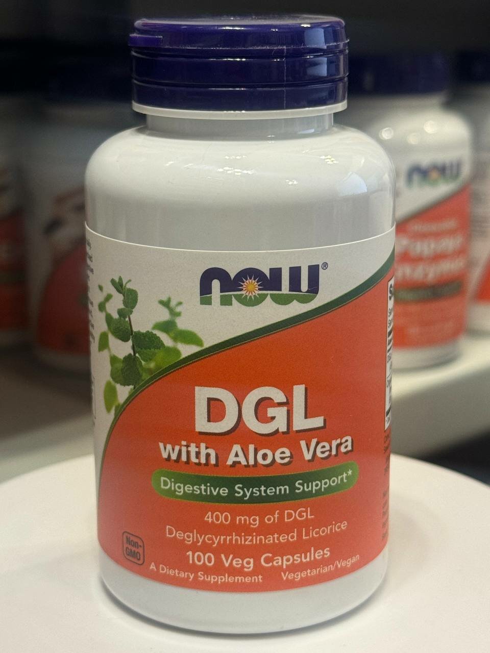 NOW DGL with Aloe Vera - Экстракт cолодки + Алоэ Вера: поддержка для ЖКТ и иммунной системы, 100 капсул