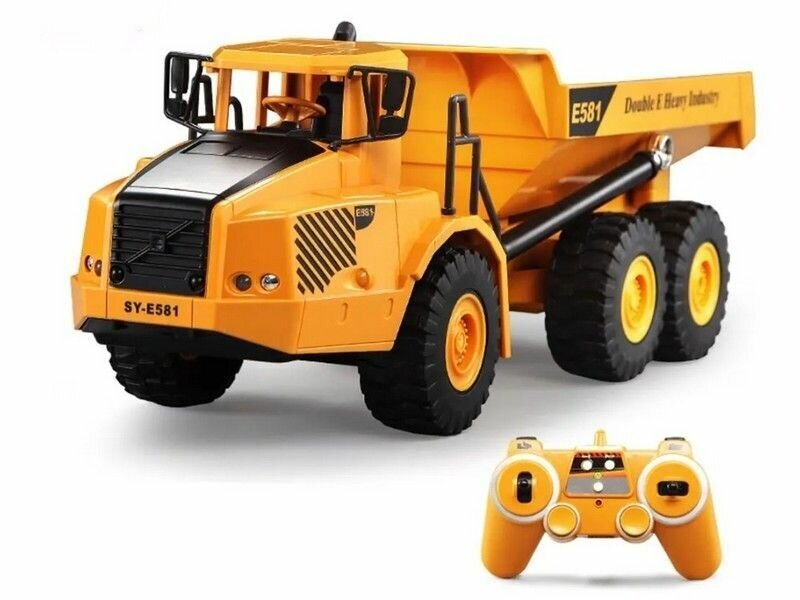 Самосвал на радиоуправлении Double E E581-003 VOLVO 1:26, желтый/черный, с пультом ДУ