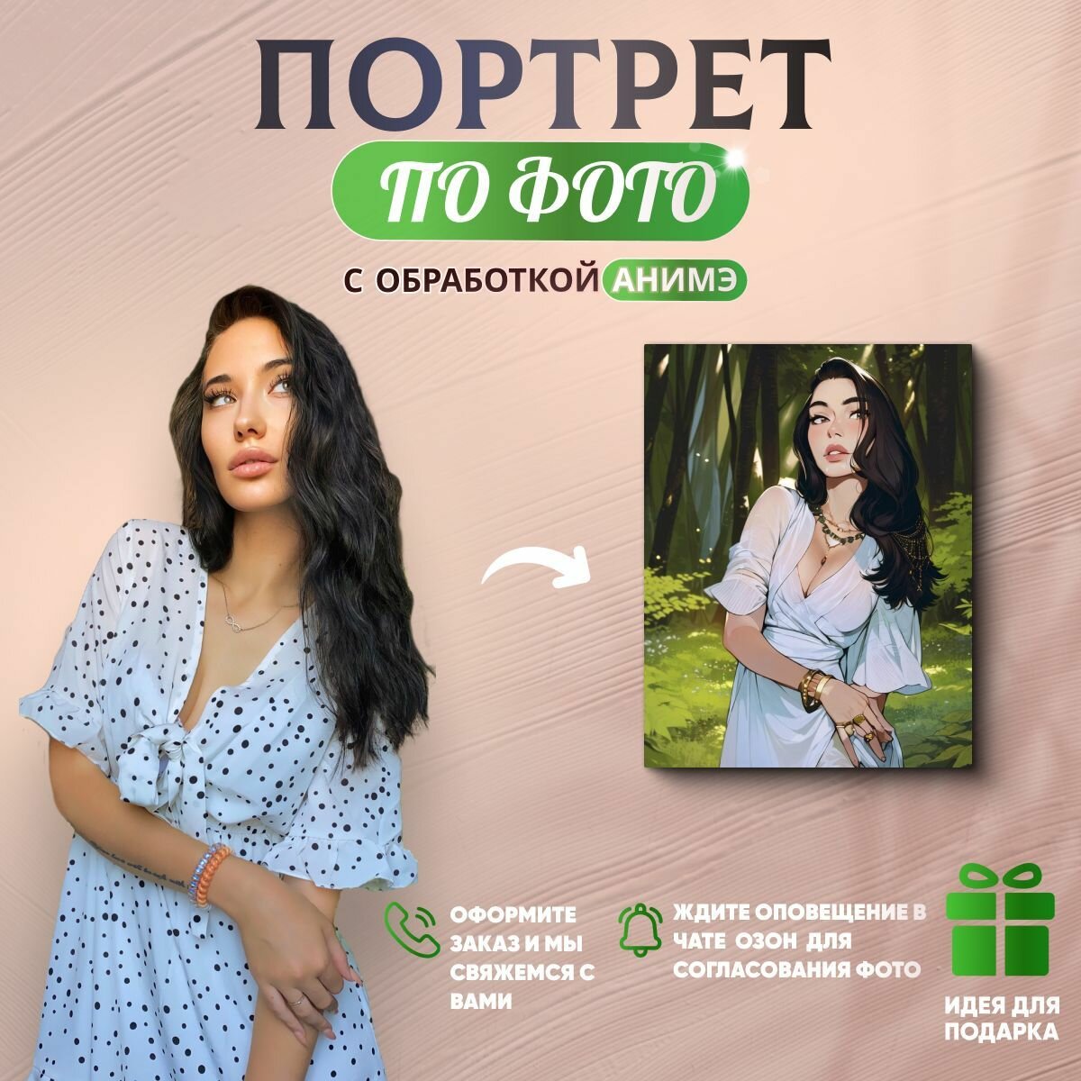 Картина по фото на холсте печать фотографий для интерьера на стену, портрет на заказ Аниме 50х70 см