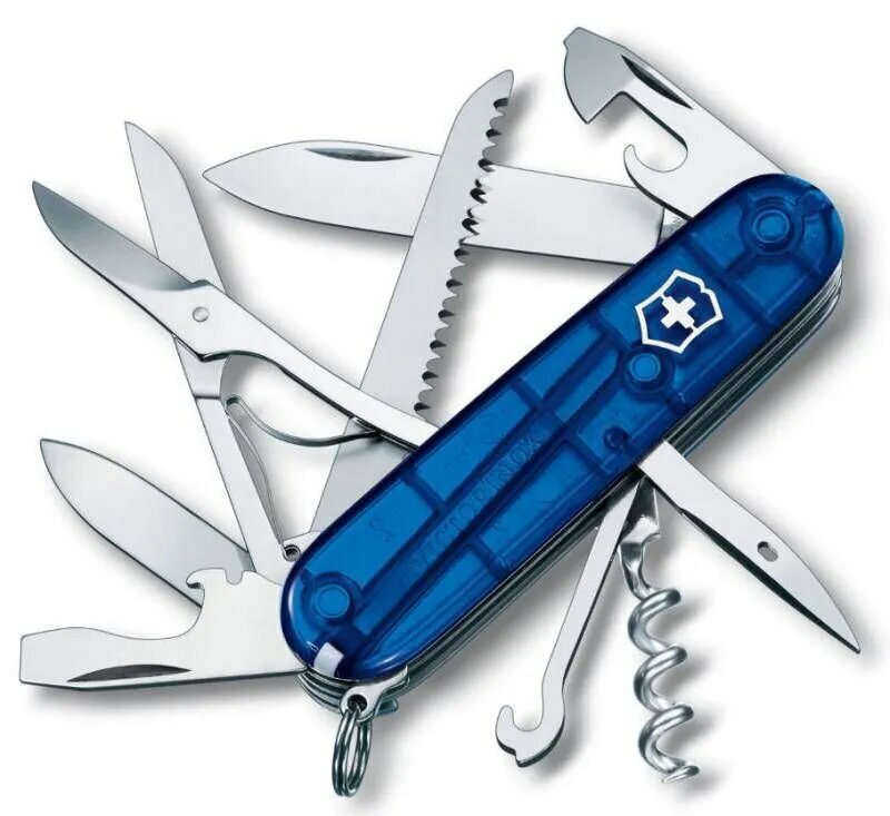 Нож перочинный Victorinox Huntsman (1.3713. T2) 91 мм, 15 функций, синий полупрозрачный , картонная коробка