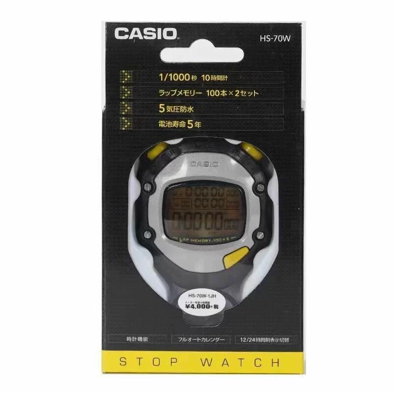 Секундомер Casio HS-70W-1 с памятью, будильником и таймером, Серый черный, черное