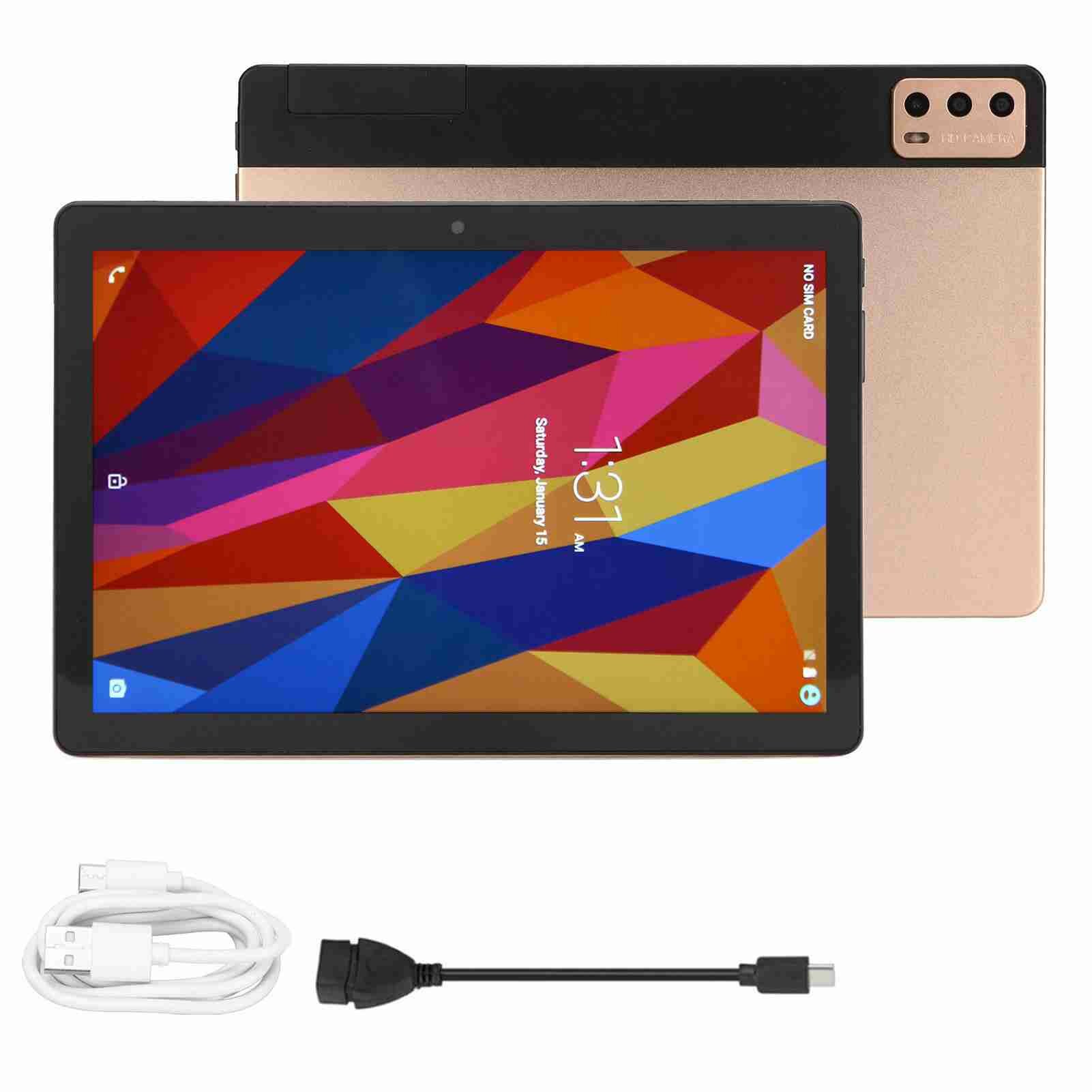 10.1in Tablet for Android11 2.4G 5GWiFi 8GB RAM 256GB ROM 1920x1200 5MP 13MP Octa Core 5800mAh Rechargeable Golden