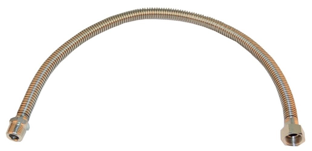 Подводка для газа TUBOFLEX / Тубофлекс сильфонная с внутренней-наружной резьбой, гайка-штуцер, стальная, серая, диаметр 1/2дюйм, 0.5м / газовый шланг