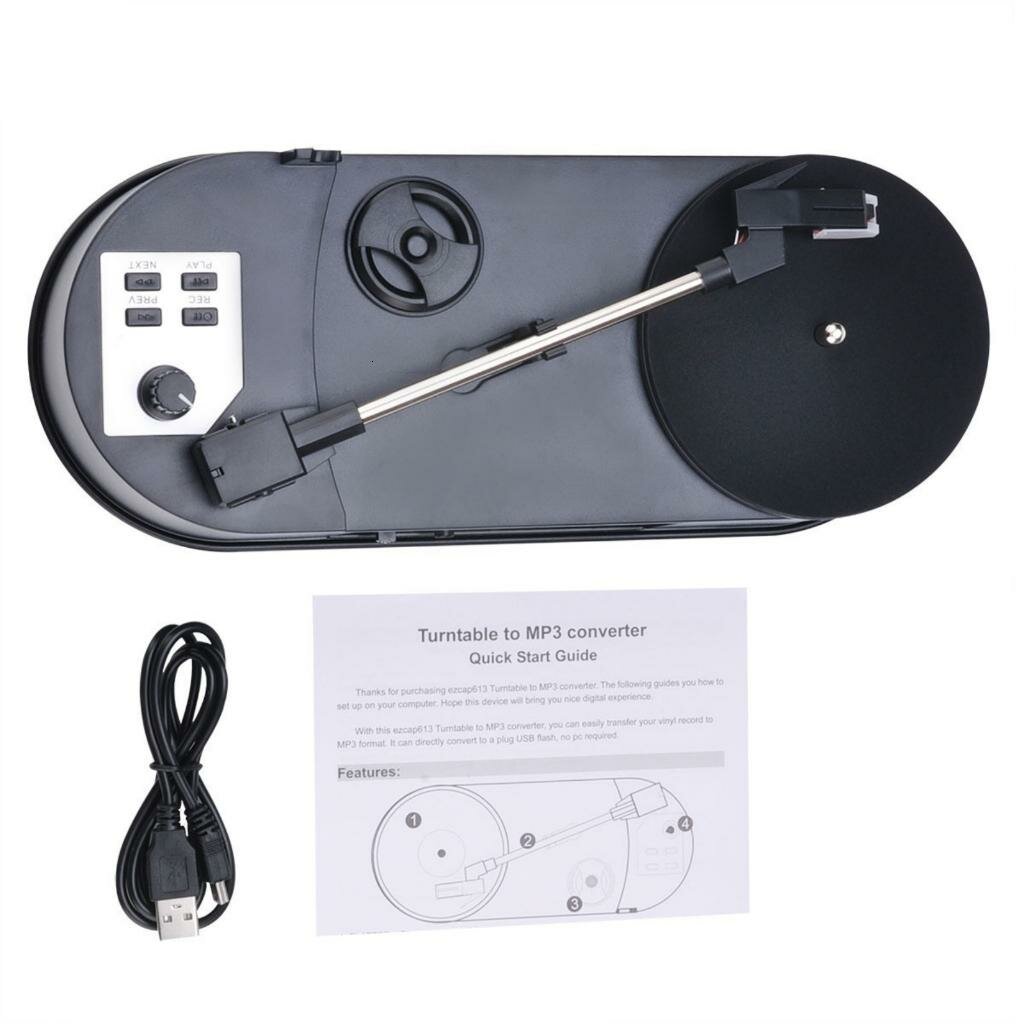 EZCAP613P Record Player to MP3 Converter Turntable с опцией скорости и USB