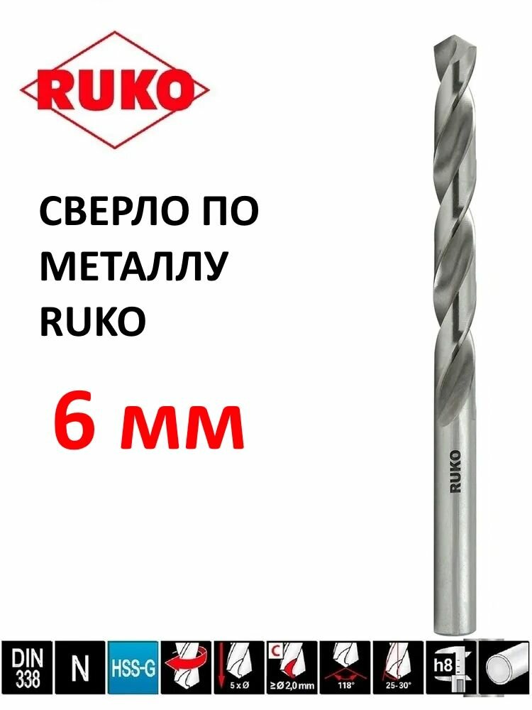 Сверло по металлу 6,0 RUKO артикул 214060