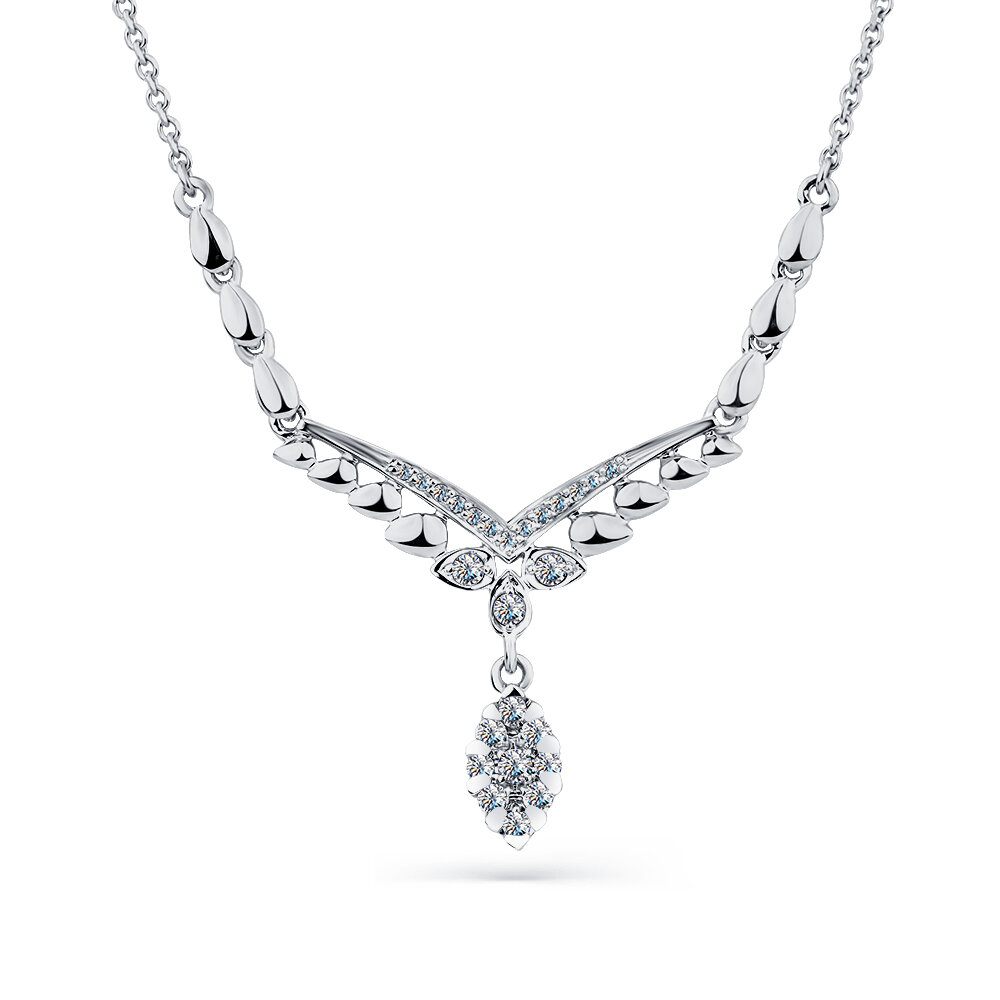 Колье, белое золото, 585 проба, бриллиант