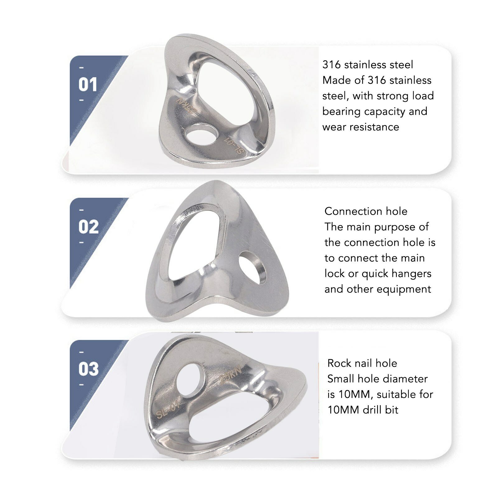 10 шт, вешалка для скалолазания, легкие анкеры для скалолазания из нержавеющей стали для исследования пещер, инженерная защита