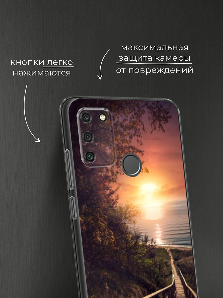 Силиконовый чехол на Honor 9A / Хонор 9А с принтом "Мост у воды" — фото 1