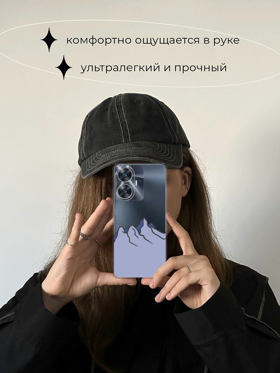 Чехол на Realme C55 / Реалми C55 с принтом "Гора", прозрачный — фото 1