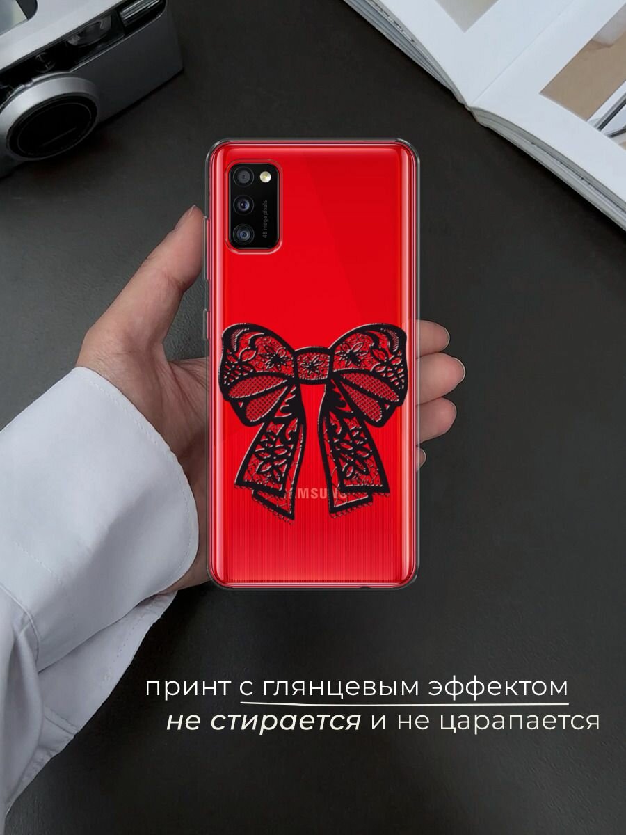 Чехол на Samsung Galaxy A41 / Самсунг Галакси А41 с принтом "Черный сетчатый бант 2" — фото 1