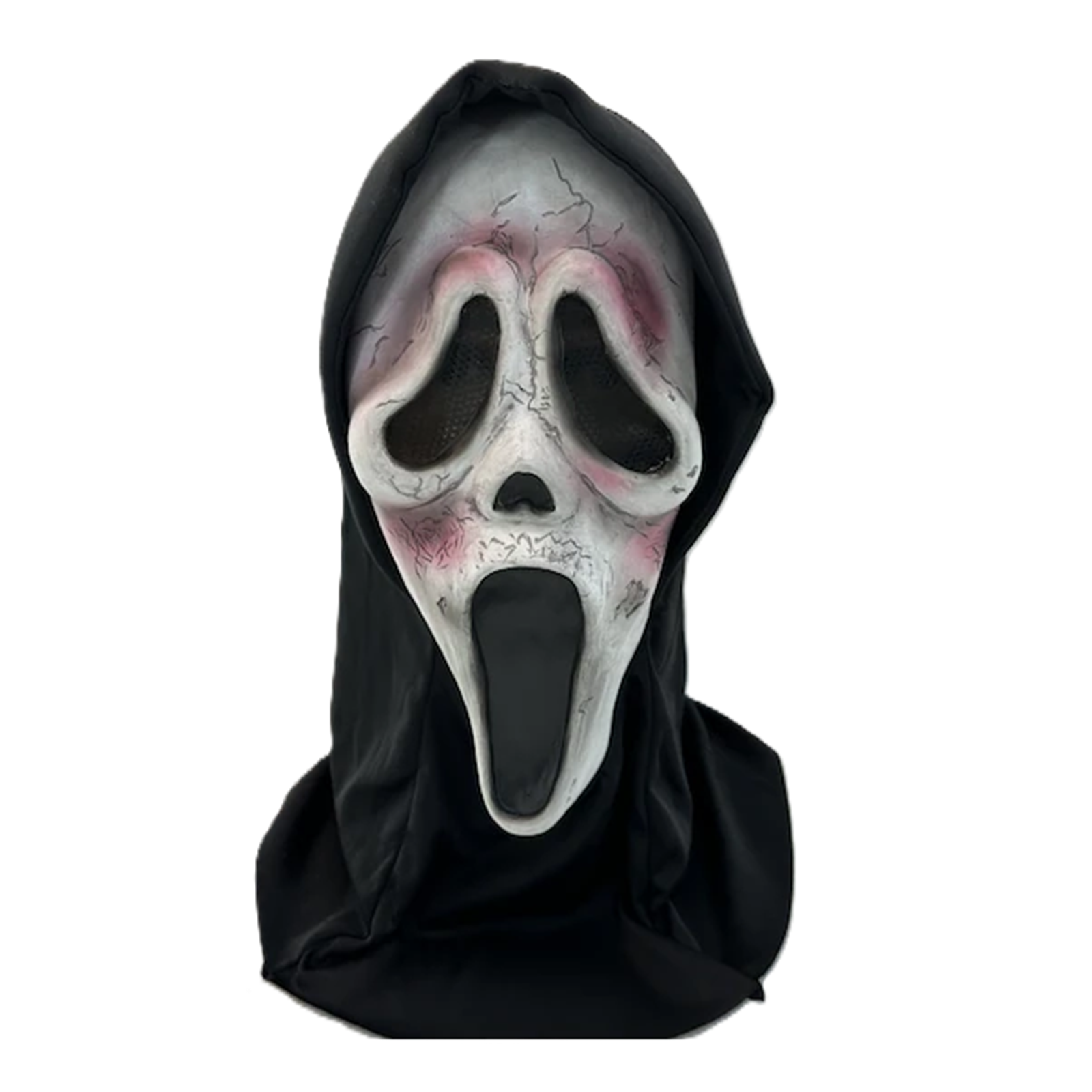 Маска Halloween Scream Ghost Face Horror Full Head Mask, декорации для Хэллоуина, костюм, проп для косплея, высота 48 см (включая ткань), ширина 18 см, вес 90 г, упаковка из прозрачного пластикового пакета OPP