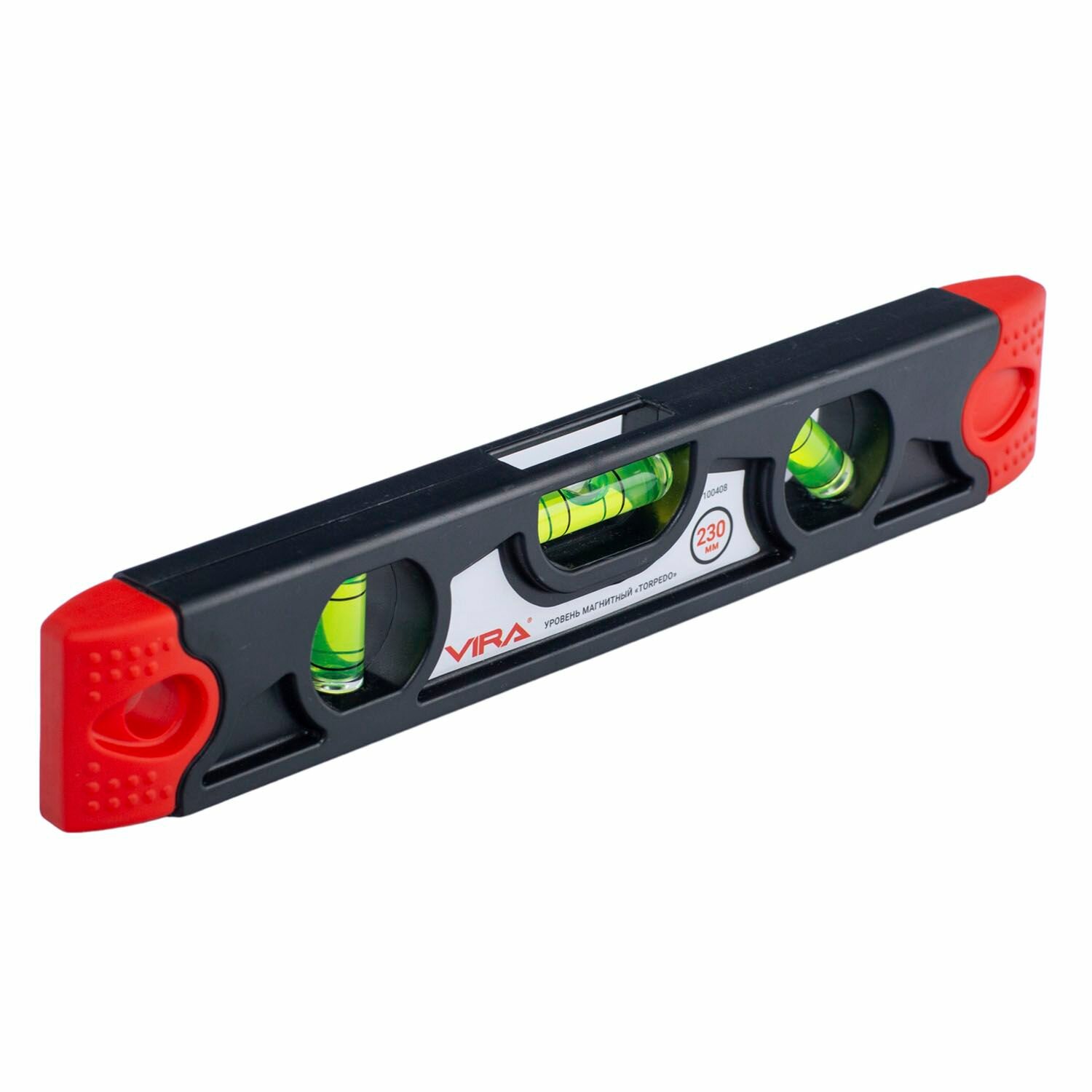 Уровень строительный VIRA торпедо, магнитный, 230 мм, алюминиевый корпус, 3 глазка