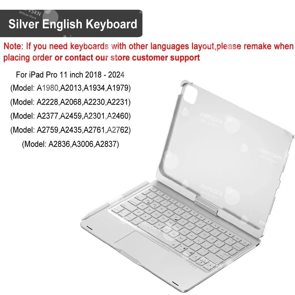 Чехол-клавиатура Magic Keyboard 360° для iPad 11th A16 2025 10th Gen 10.9 8/9th 10.2 Чехол для iPad Air 5 4 3 10.5 11 13 iPad Pro 11 12.9 13, Pro11inch 2018-2024S, Other layout