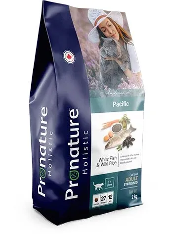 Сухой корм Pronature Holistic Pacific для стерилизованных кошек, океаническая белая рыба с рисом 340