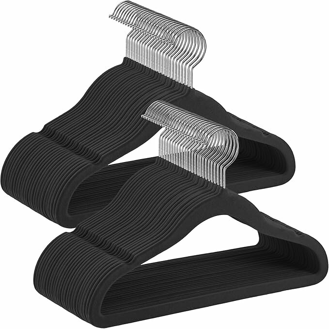 Вешалки для детской одежды SONGMICS - бархат, черный цвет , 50 шт, CRF027B05