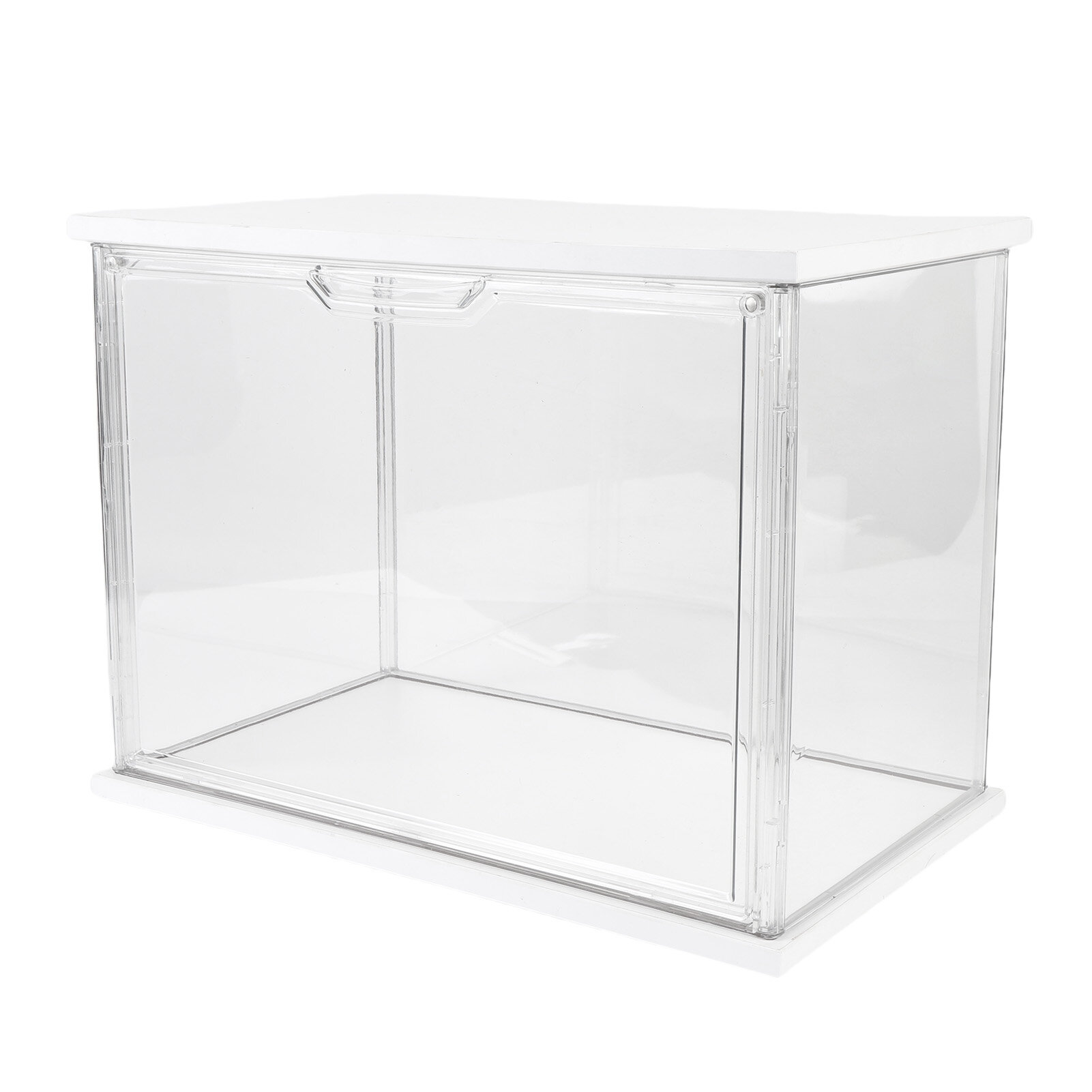 Прозрачный пластиковый дисплей для коллекционных фигурок, кукольный домашний ящик для хранения игрушек, деревянная основа 14,3x8,7x10,7 дюймов, белый цвет