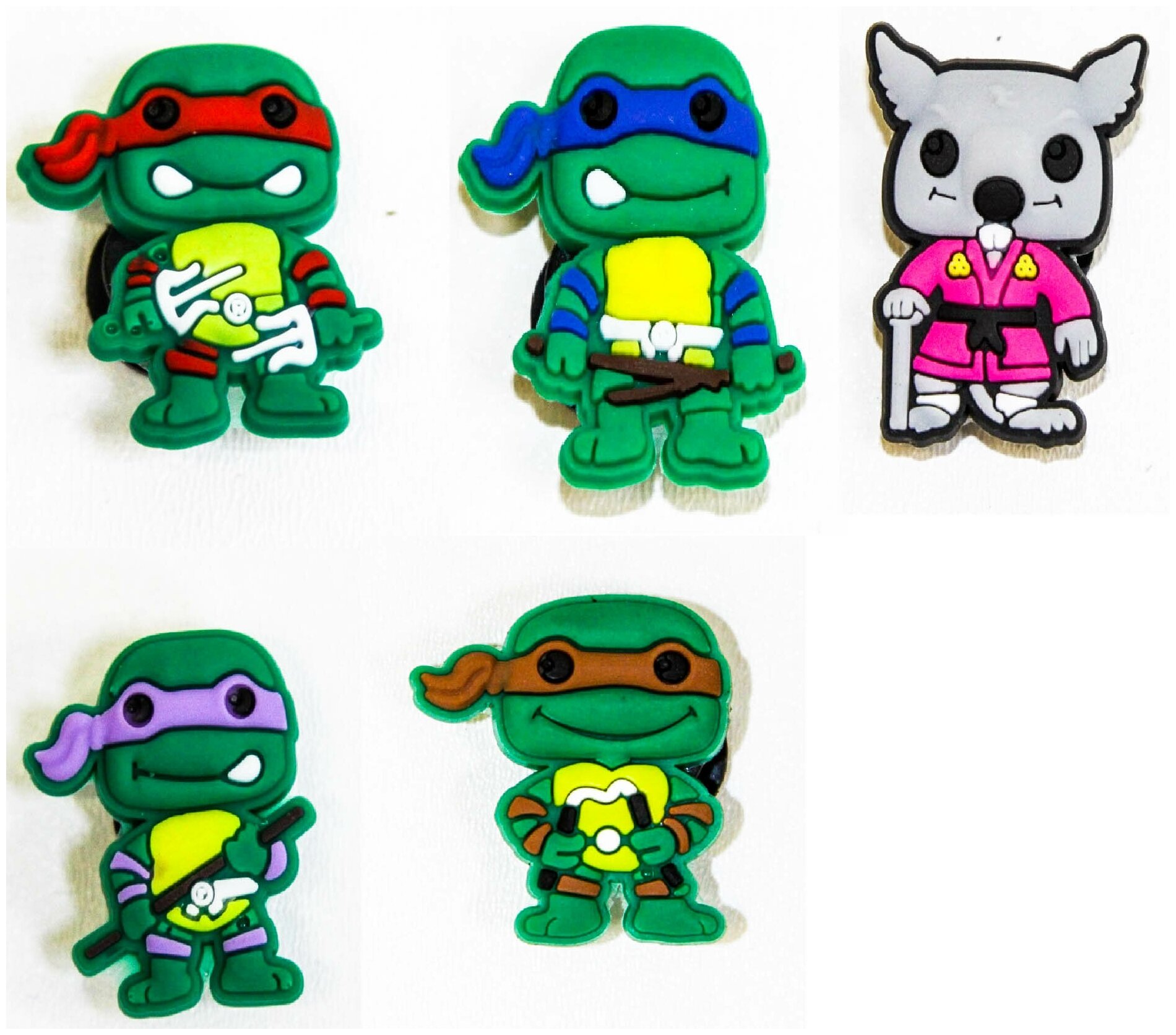 Джиббитсы Черепашки Ниндзя, украшение для обуви. Украшение для кроксов Crocs, сабо. Набор 5 штук
