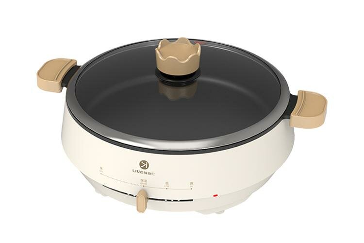 Электрическая фондюшница LIVEN, beige, для приготовления фондю, 6 вилок в комплекте